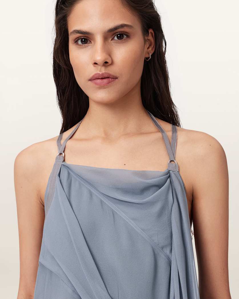 Parachute Silk Dress SHARK BLUE | ALLSAINTS